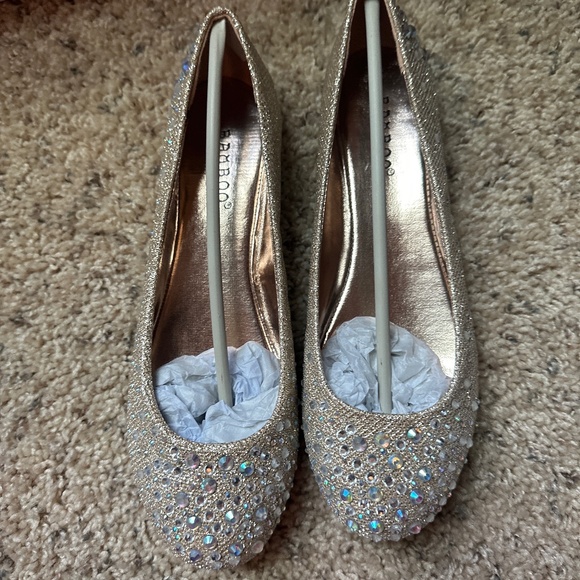 BAMBOO | Shoes | Bamboo Gold Rhinestone Embellished Ballet Flats | Poshmark
